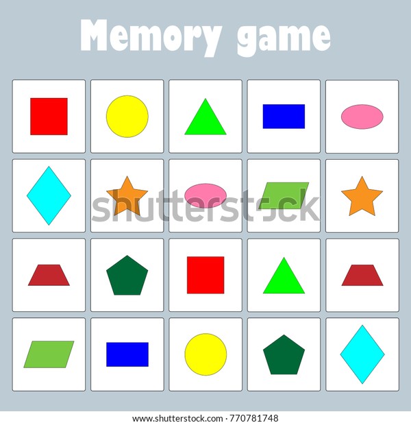 Memory Game Pictures Geometric Shapes Children Stock Vector (Royalty ...