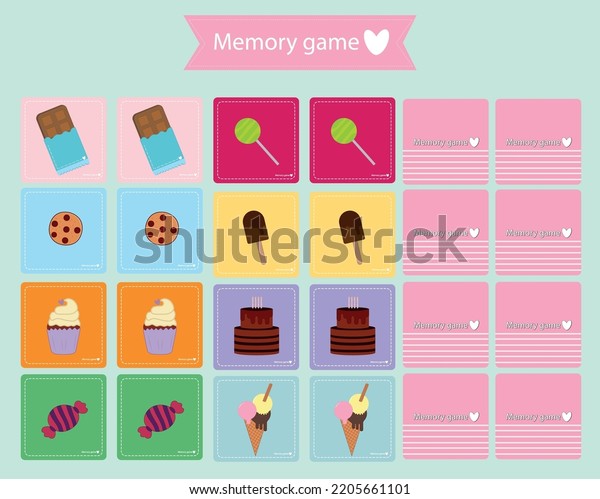 Memory Game Preschool Kids Vector Art Stock Vector (Royalty Free ...