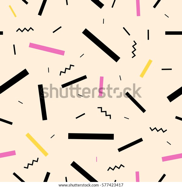 Memphis design 80's geometric style seamless pattern. Vector graphics ...