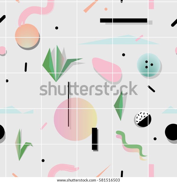 Memphis Design 80s Geometric Style Seamless Stock Vector (Royalty Free ...