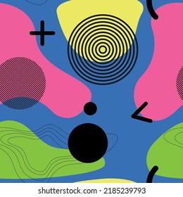 Memphis Pattern Children Cartoon Color Stock Vector (Royalty Free ...