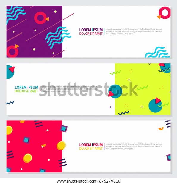 Memphis Style Banner Design Set Colorful Stock Vector (Royalty Free ...