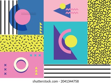Memphis Style Patterns Design Geometric Shapes Stock Vector (Royalty ...
