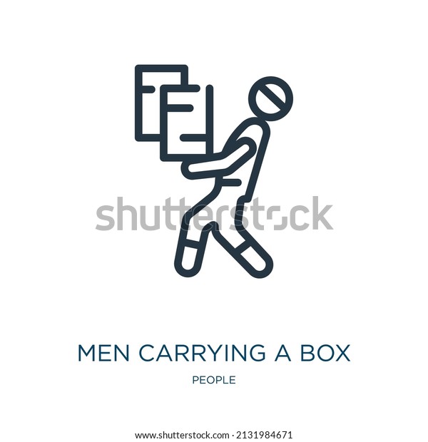 Men Carrying Box Thin Line Icon Stock Vector (Royalty Free) 2131984671 ...