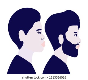 Men Cartoons Side View Blue Color Stock Vector (Royalty Free) 1813385947