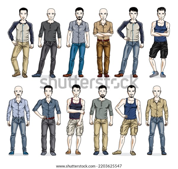 Men Casual Wear Vector Illustrations Big Stock Vector (Royalty Free ...