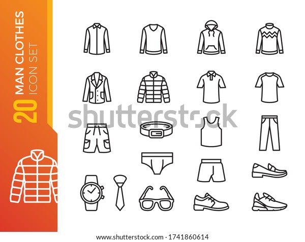 Men Clothes Icon Set Included Icons Stock Vector (Royalty Free ...