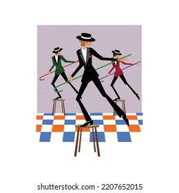 Men Dancing On Chair Professional Dancer Stock Vector (Royalty Free ...