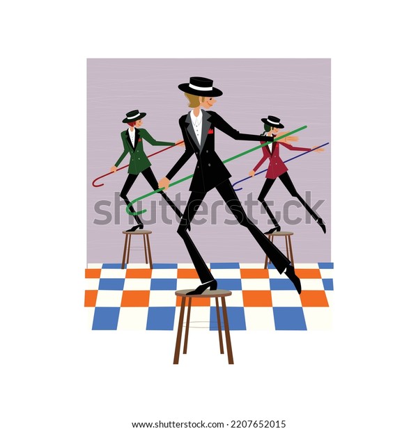 Men Dancing On Chair Professional Dancer Stock Vector (Royalty Free ...
