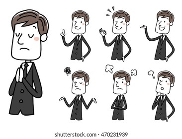 Men Dressed Mourning Pose Variation Stock Vector (Royalty Free ...