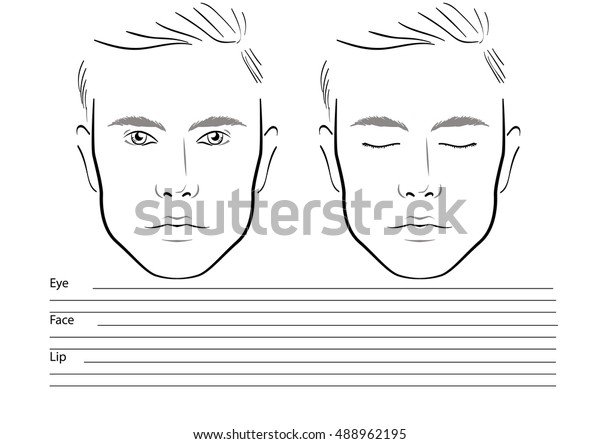 Men Face Chart Makeup Artist Blank Stock Vector (Royalty Free) 488962195