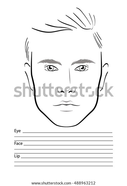 Men Face Chart Makeup Artist Blank Stock Vector (Royalty Free ...