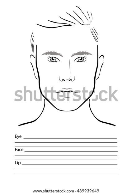 Men Face Chart Makeup Artist Blank Stock Vector Royalty Free 489939649