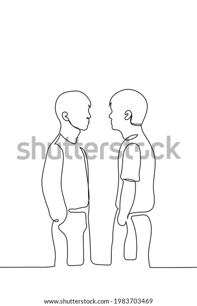 Men Facing Each Other One Line Stock Vector (Royalty Free) 1983703469 ...