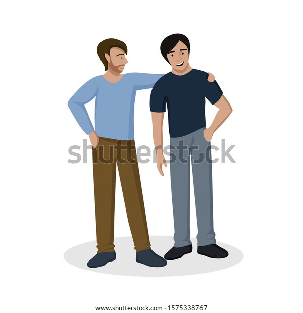 Men Friends Cartoon Style One Man: vector de stock (libre de regalías ...