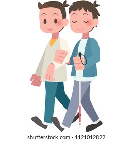 Men Help Visually Impaired Stock Vector (Royalty Free) 1121012822 ...