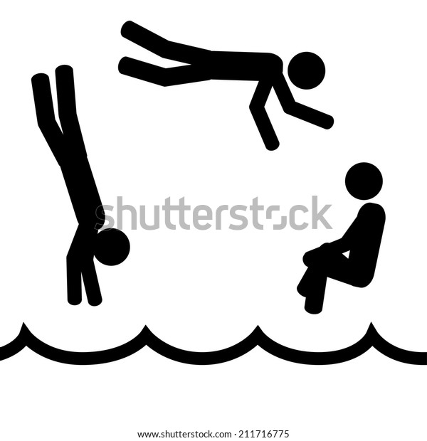 Men Jumping Water Stick Figure Vector Stock Vector (Royalty Free) 211716775