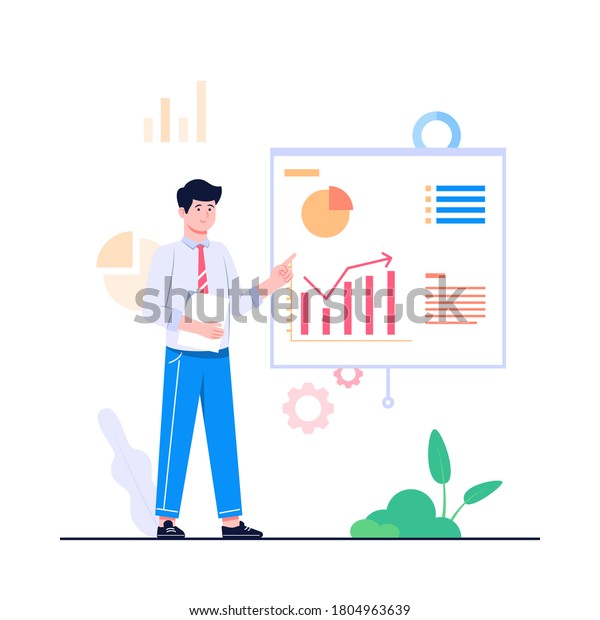 Men Presentation Concept Flat Illustration Stock Vector (Royalty Free ...