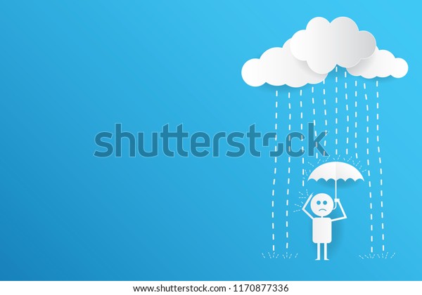 Men Prevent Rain Falling By Umbrella Stock Vector (Royalty Free ...