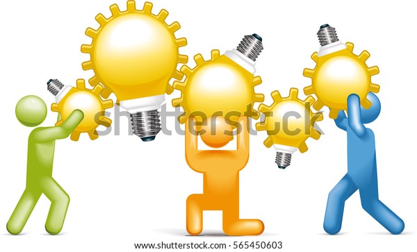 Men Putting Together Series Cogs Icon Stock Vector (Royalty Free ...