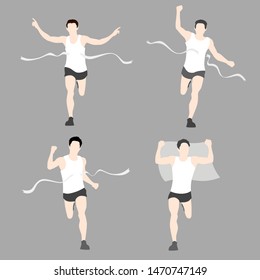 Men Running Winner Marathon Competition Collection Stock Vector ...
