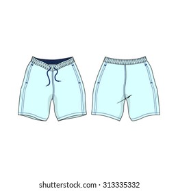 Men Swim Shorts Vector Template: vector de stock (libre de regalías ...