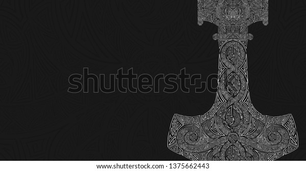 Men Viking Rune Thor Hammer Amulet Stock Vector (Royalty Free ...
