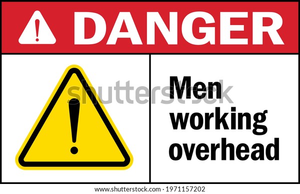 Men Working Overhead Sign Danger Sign Stock Vector (Royalty Free ...