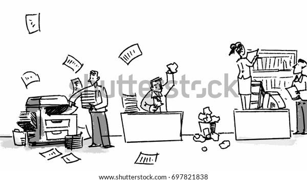 Men Working Their Desk Office Vector Stock Vector (Royalty Free) 697821838