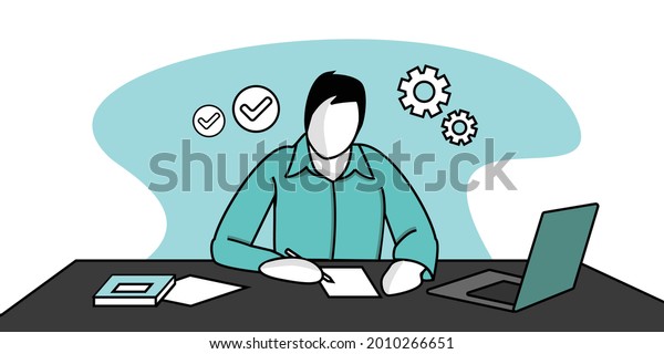 Men Writing Paper Another Object Stock Vector (Royalty Free) 2010266651 ...
