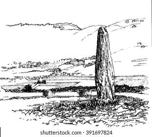 Menhirs Vector Illustration Graphic Drawing Megalithsstone: vector de ...