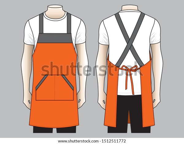 Mens Apron Design Vector Orange Gray Stock Vector (Royalty Free ...