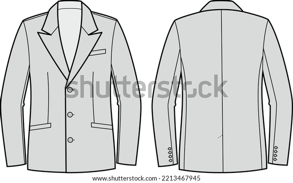 Mens Blazer Front Back Vector Illustration Stock Vector (Royalty Free ...