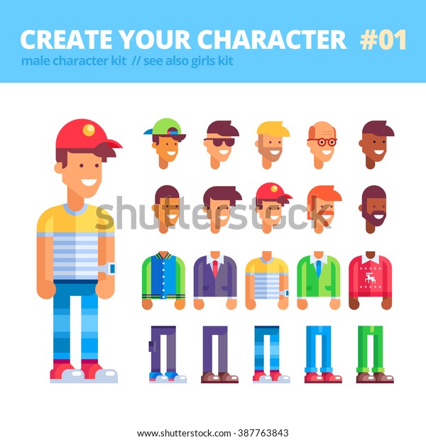 Mens Character Creation Kit Set Replaceable Stock Vector (Royalty Free ...