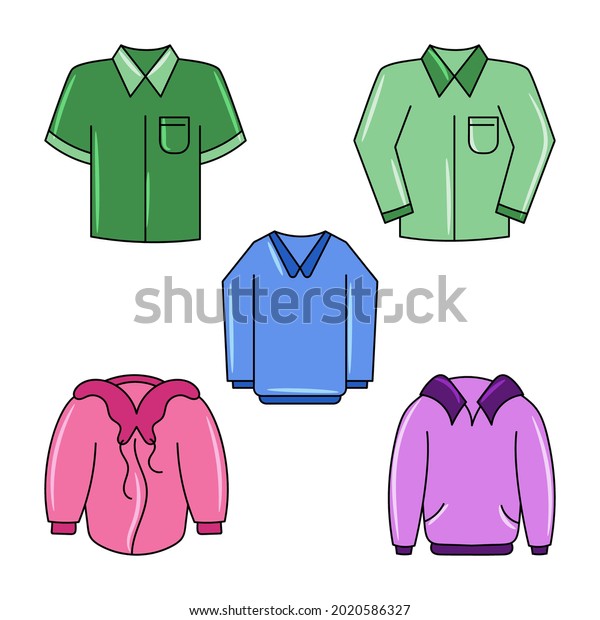 Mens Clothing Collection Colored Vector Illustration Stock Vector ...