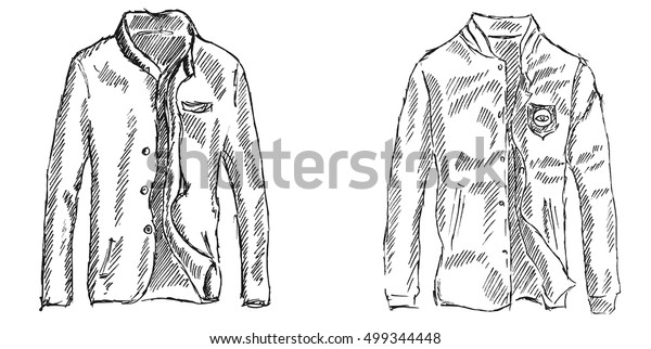 Mens Jacket Sketch Illustration Small Set Stock Vector (Royalty Free ...