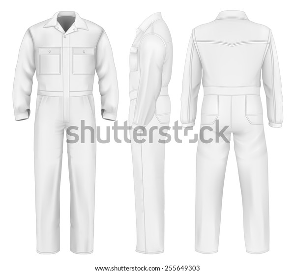 Mens Overalls Design Templates Front Back Stock Vector (Royalty Free ...