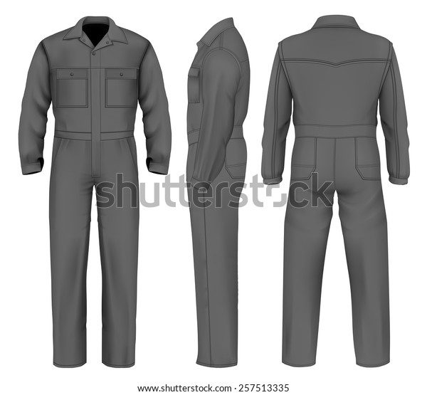 Mens Overalls Design Templates Front Back Stock Vector (Royalty Free ...