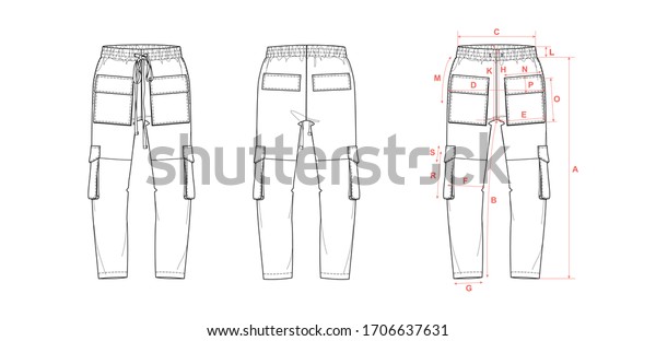 Mens Pants Pockets Flat Sketch Front Stock Vector (Royalty Free ...
