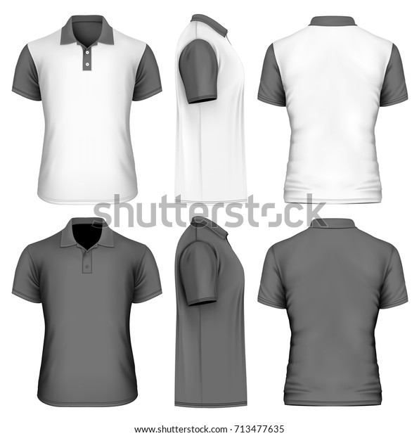 Men's polo-shirt front, back and side views. Different variants for ...