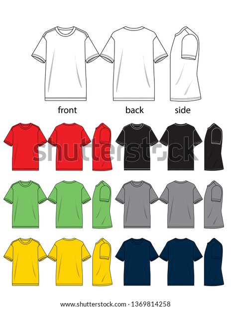 Mens Round Neck Tshirt Front Back Stock Vector (Royalty Free ...