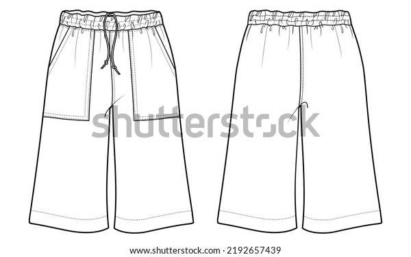 Mens Shorts Flat Sketch Vector Illustration: เวกเตอร์สต็อก (ปลอดค่า ...