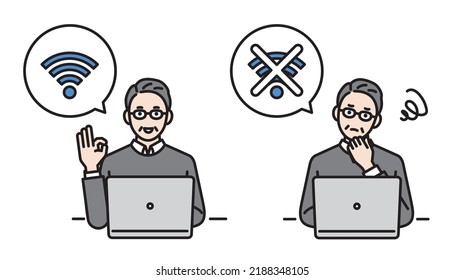 Mens Smartphones Using Wifi Working Stock Vector (Royalty Free ...