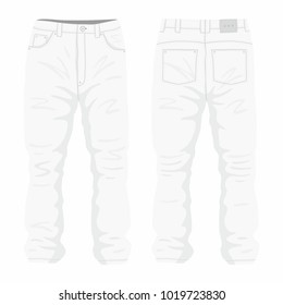 Mens White Jeans Front Back Views Stock Vector (Royalty Free ...