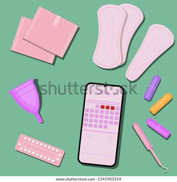 Menstrual Cycle Vector Set Female Hygiene Stock Vector (Royalty Free ...