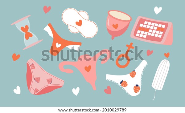 Menstrual Period Vector Illustrations Set Hand Stock Vector (Royalty ...