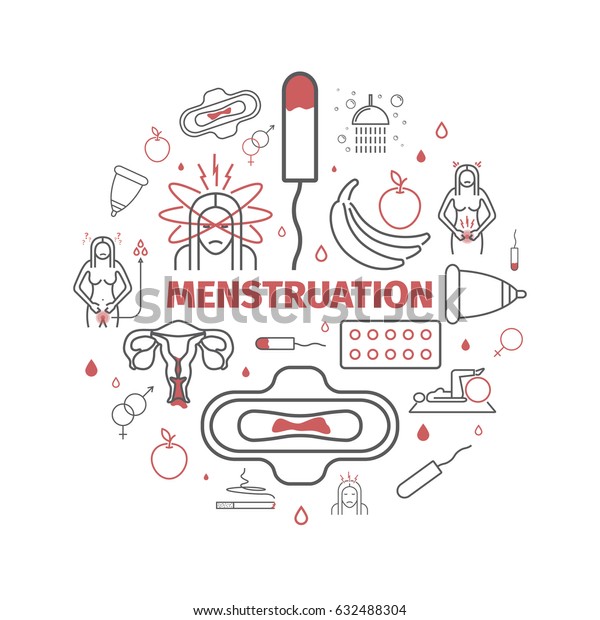 Menstruation Banner Line Icons Set Vector Stock Vector (Royalty Free ...