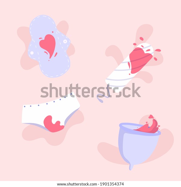 Menstruation Hygiene Tools Menstrual Cup Pad Stock Vector (Royalty Free ...