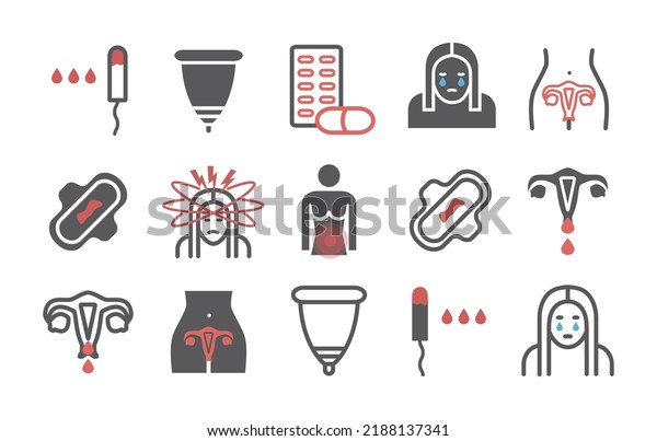 Menstruation Line Icons Vector Signs Web Stock Vector (Royalty Free ...