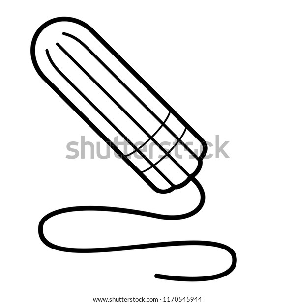 Menstruation Sanitary Tampon Vector Flat Outline: vetor stock (livre de ...